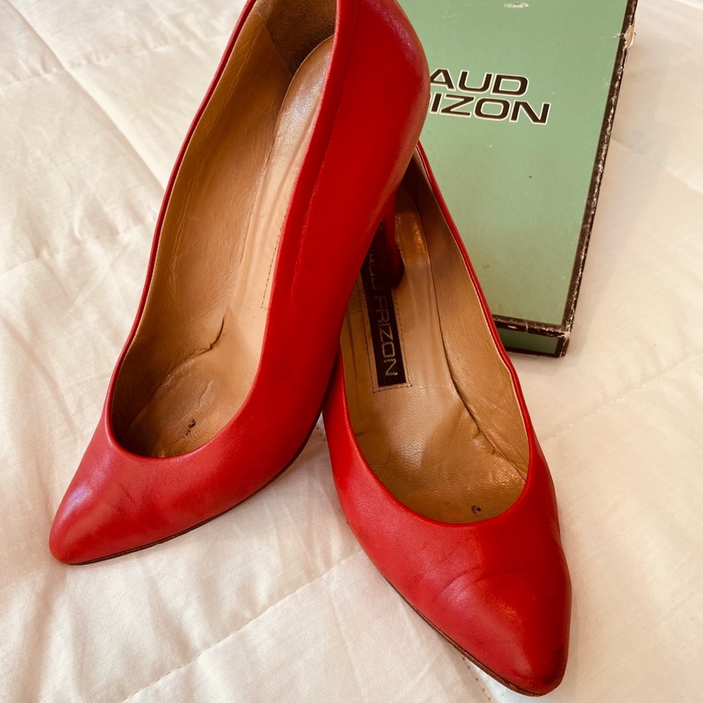 Red Maud Frizon Soft Napa Leather Short Heel Pumps - Gem